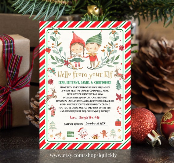 Editable Elf Arrival Letter Elf Return Letter Elf I'm Back Letter ...