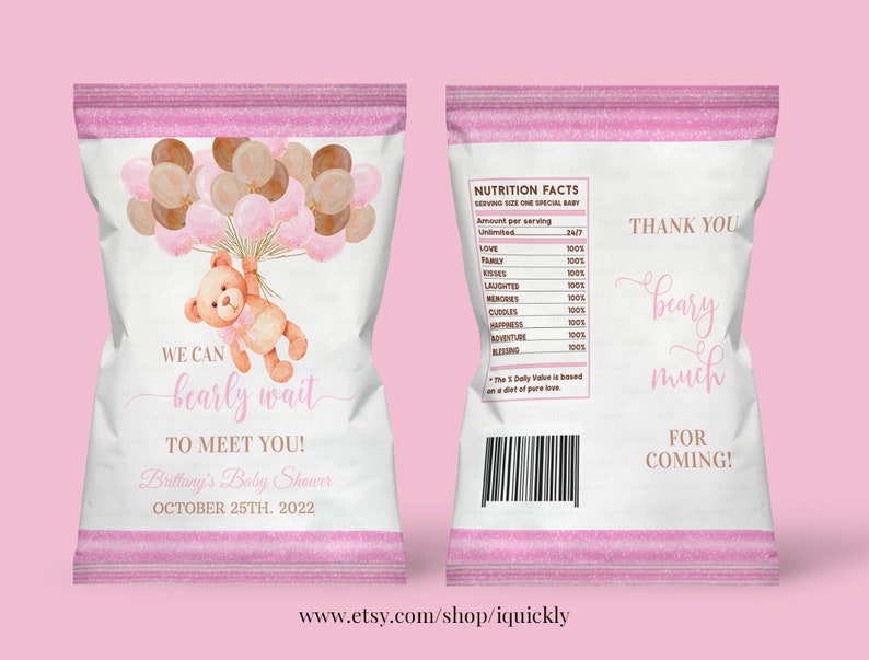 Editable Teddy Bear Chip Bag Label Bear Themed Labels Sized to - Etsy