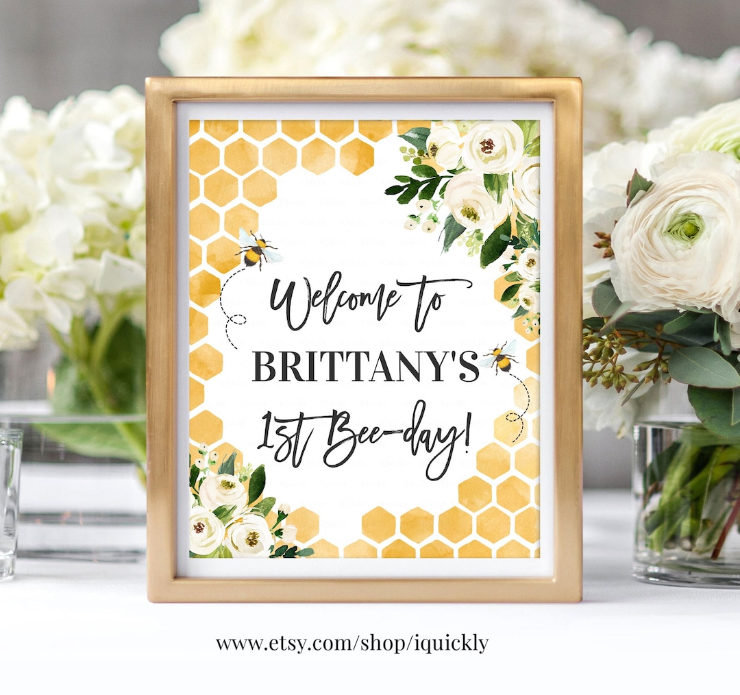 EDITABLE Bee Birthday Party Signs Honey Bee Welcome Sign Decorations ...