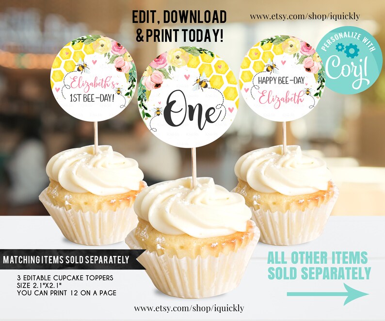 EDITABLE Bee Banner, Honey Bee Happy Birthday Banner, Printable 1st ...