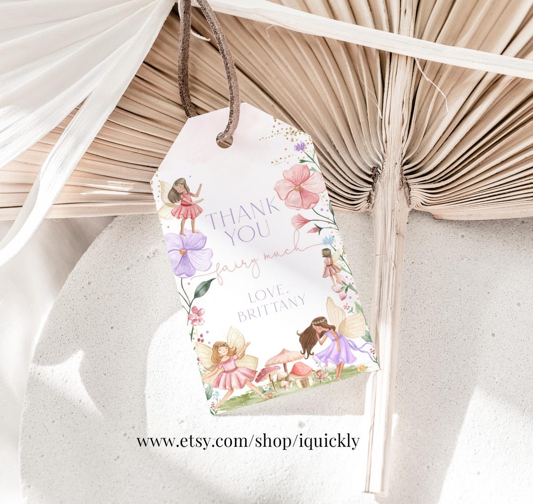 EDITABLE Fairy Favor Tag Girl Fairies 1st Birthday Thank You Tag Garden ...