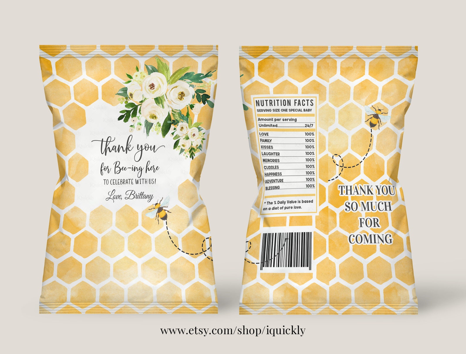 Editable Bee Bag Label Template Honey Bee Party Labels Sized to Print ...