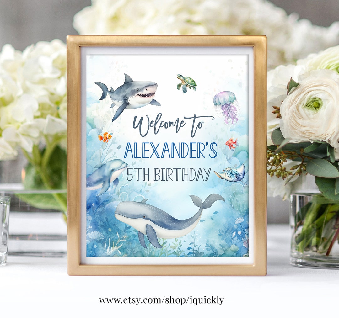 EDITABLE Under the Sea Birthday Party Signs Oneder the Sea Welcome ...