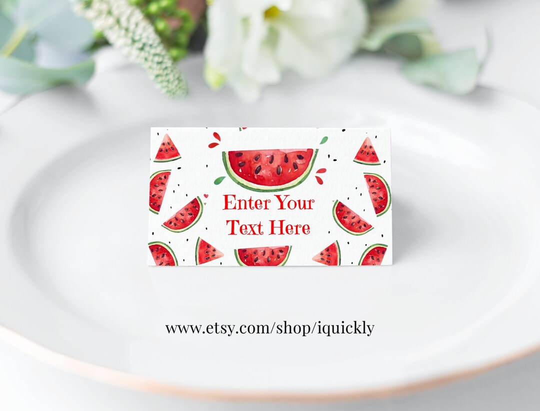 EDITABLE Watermelon Tags Buffet Label Tent Card Food Labels Place Cards ...