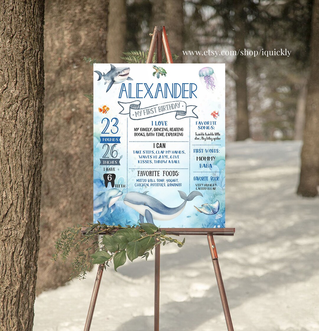 Under the Sea Milestone Birthday Poster EDITABLE Oneder the Sea Animals ...