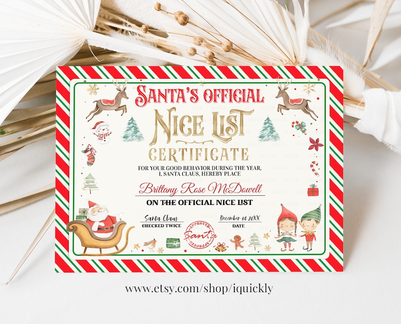 Editable Santa Claus Official Nice List Certificate Letter - Etsy