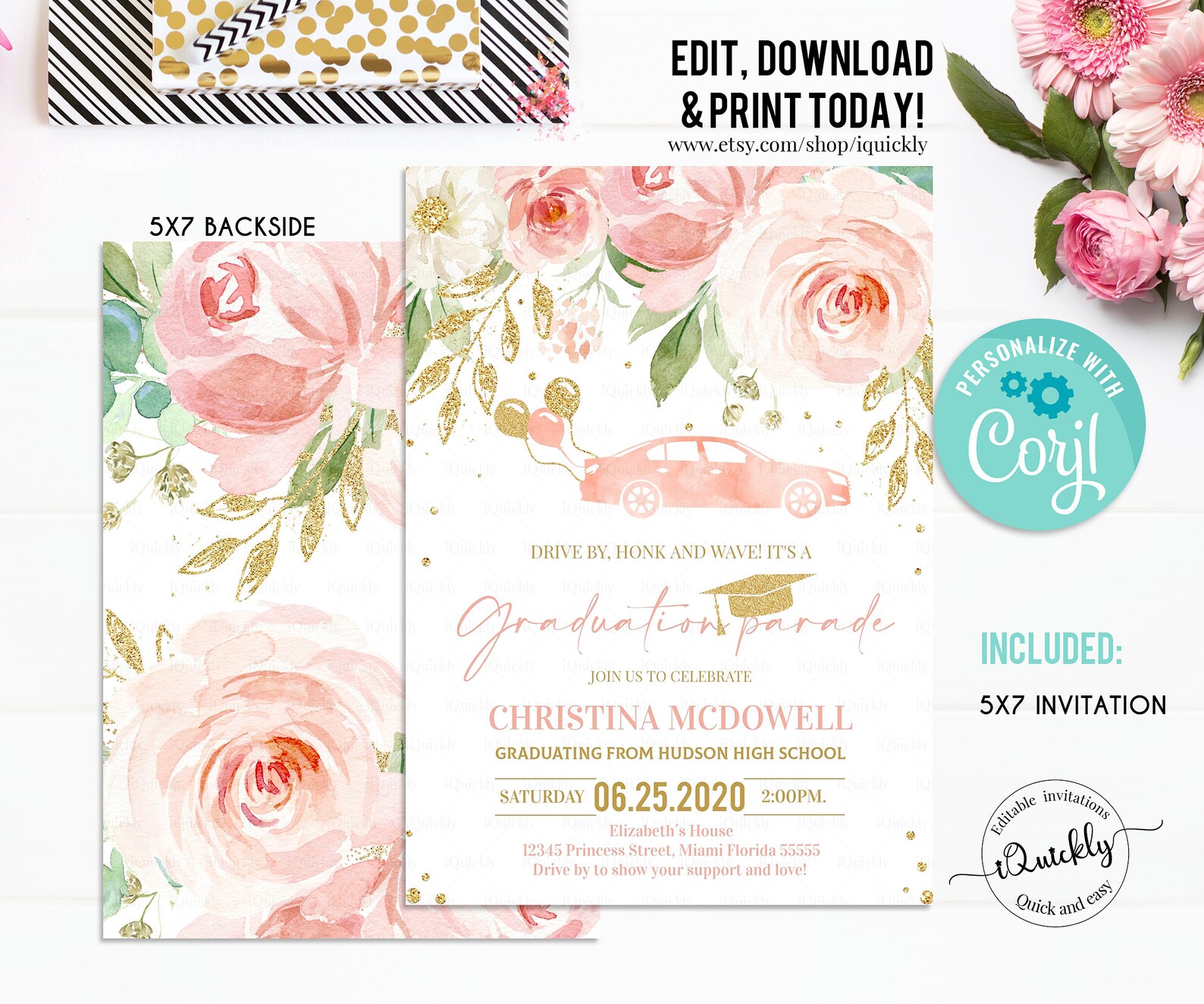 Editable Drive by Graduation Parade Invitation Drive Through - Etsy