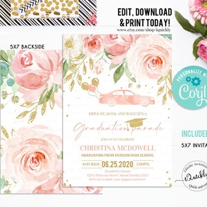 Editable Drive by Graduation Parade Invitation Drive Through Graduation ...