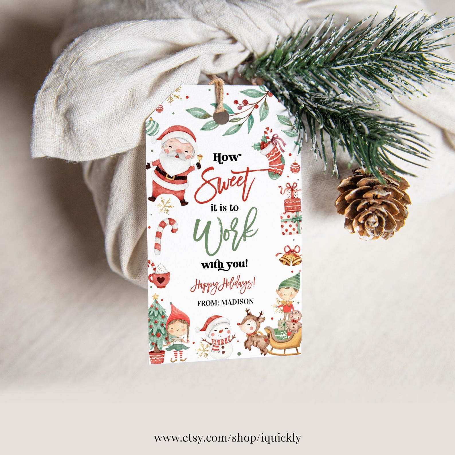 Christmas Coworker Gift Tags Editable How Sweet It is to Work With You ...