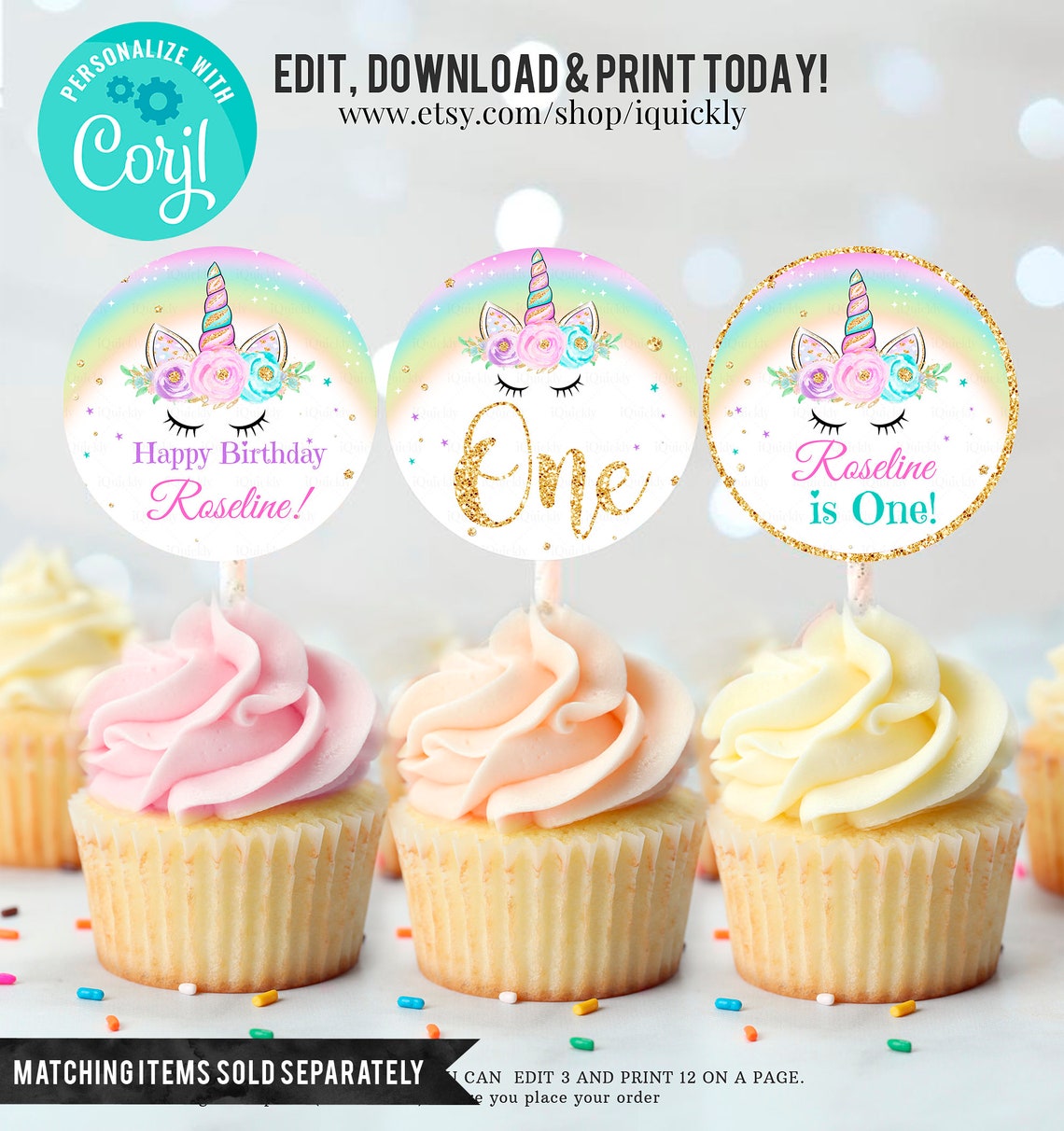 EDITABLE Unicorn Food Tags Buffet Label Tent Card Food Labels Place ...