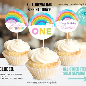 EDITABLE Rainbow Birthday Party Package, Rainbow Confetti Party ...