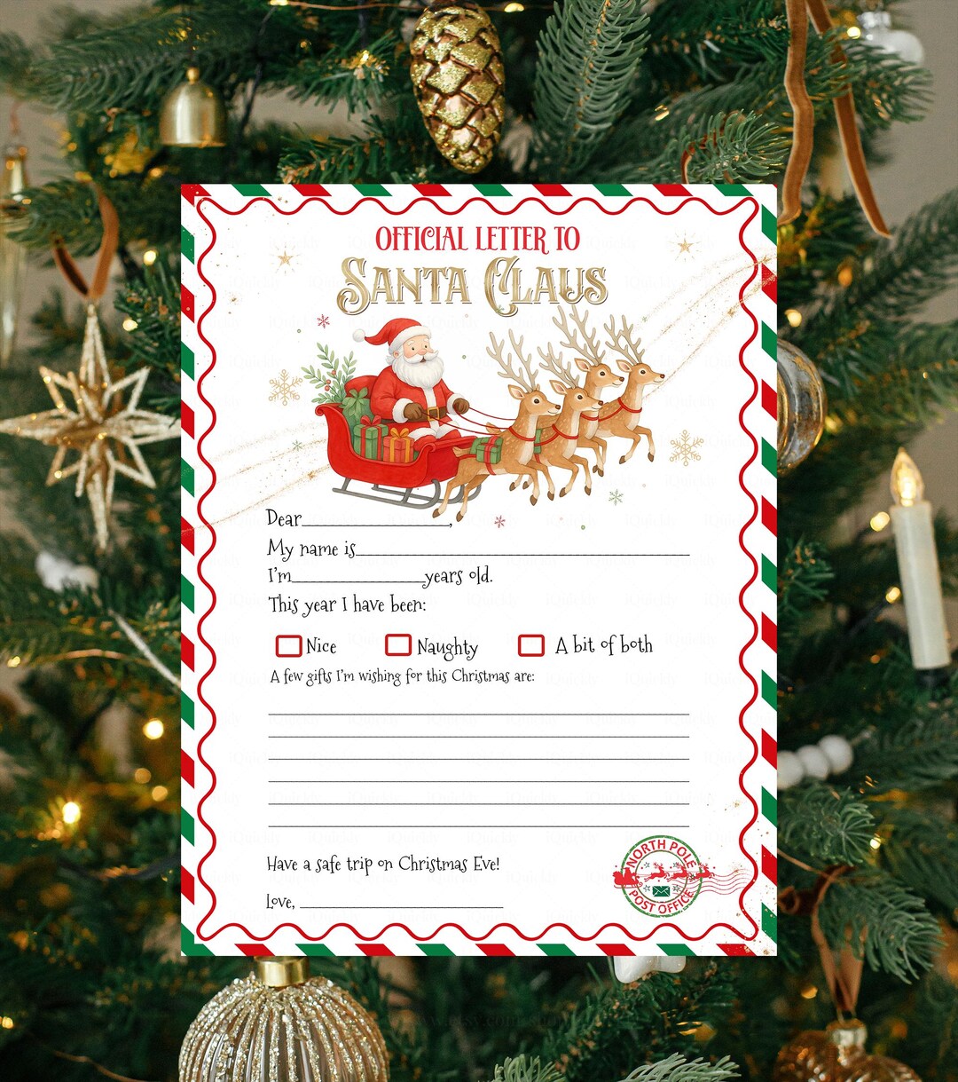 Letter to Santa Printable Santa Wish List Letters Christmas Letter Easy ...