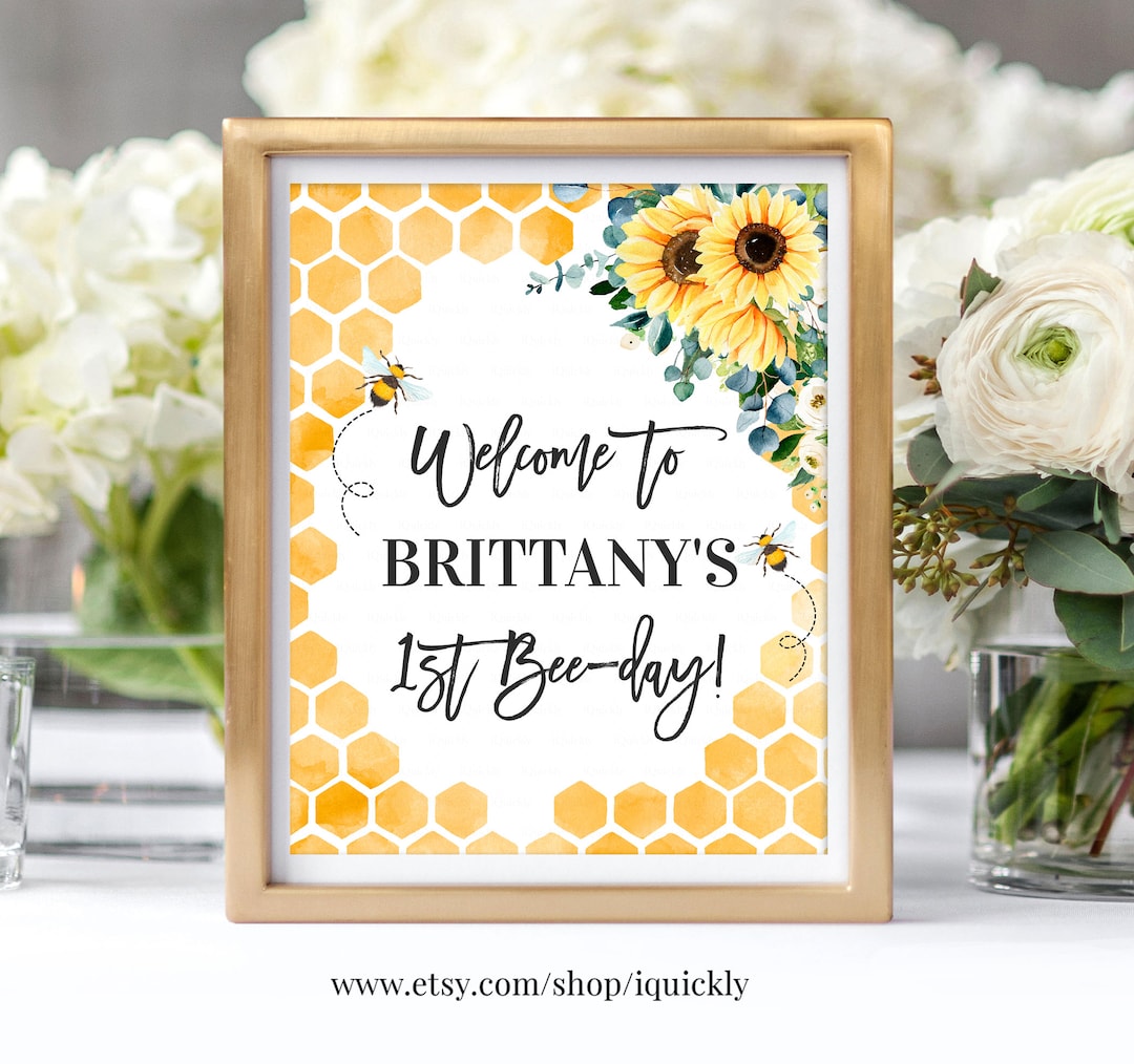 EDITABLE Bee Birthday Party Signs Honey Bee Welcome Sign Decorations ...