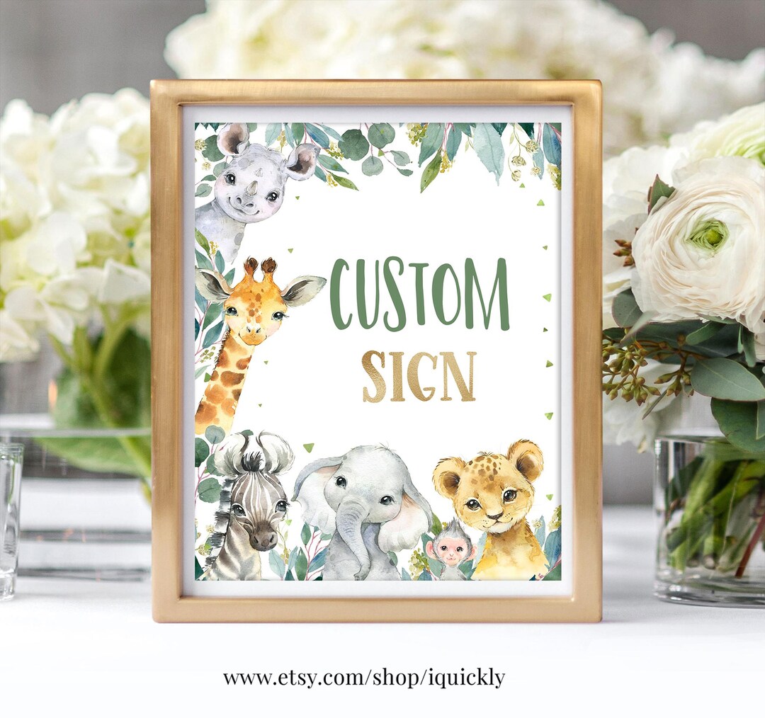 EDITABLE Safari Custom Sign, Jungle Animals Birthday Sign Decorations ...