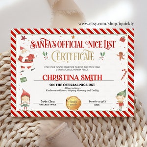 Editable Santa Claus Official Nice List Certificate Letter From Desk ...
