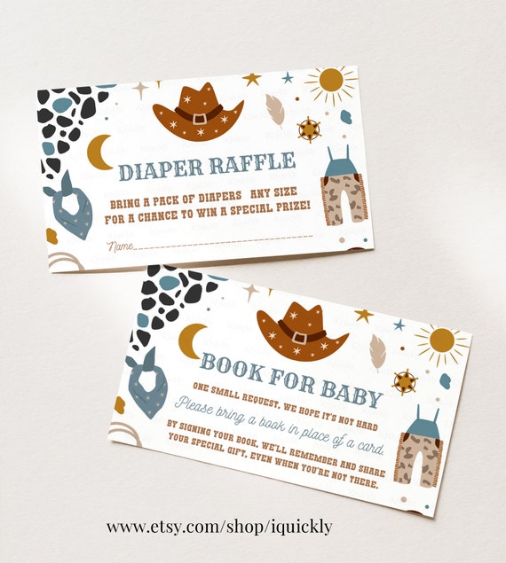 Editable Cowboy Baby Shower Diaper raffle Book for baby Wild West ...
