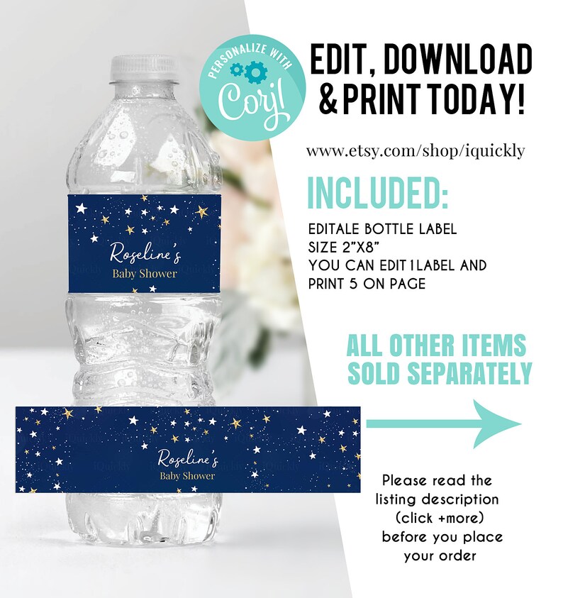 EDITABLE Twinkle Twinkle Little Star Food Tags Buffet Label - Etsy