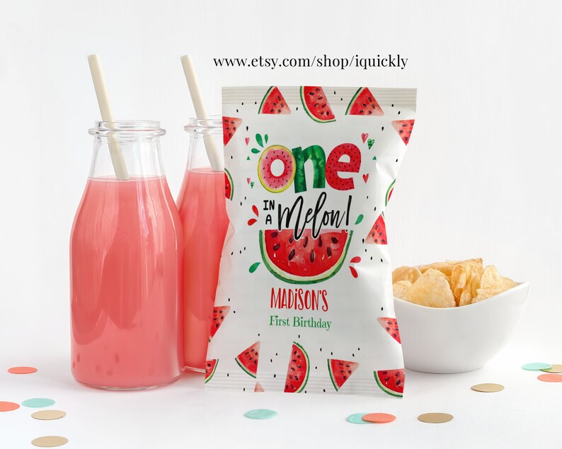 EDITABLE Watermelon Favor Tags Thank You Tags Gift Tags One in a Melon ...