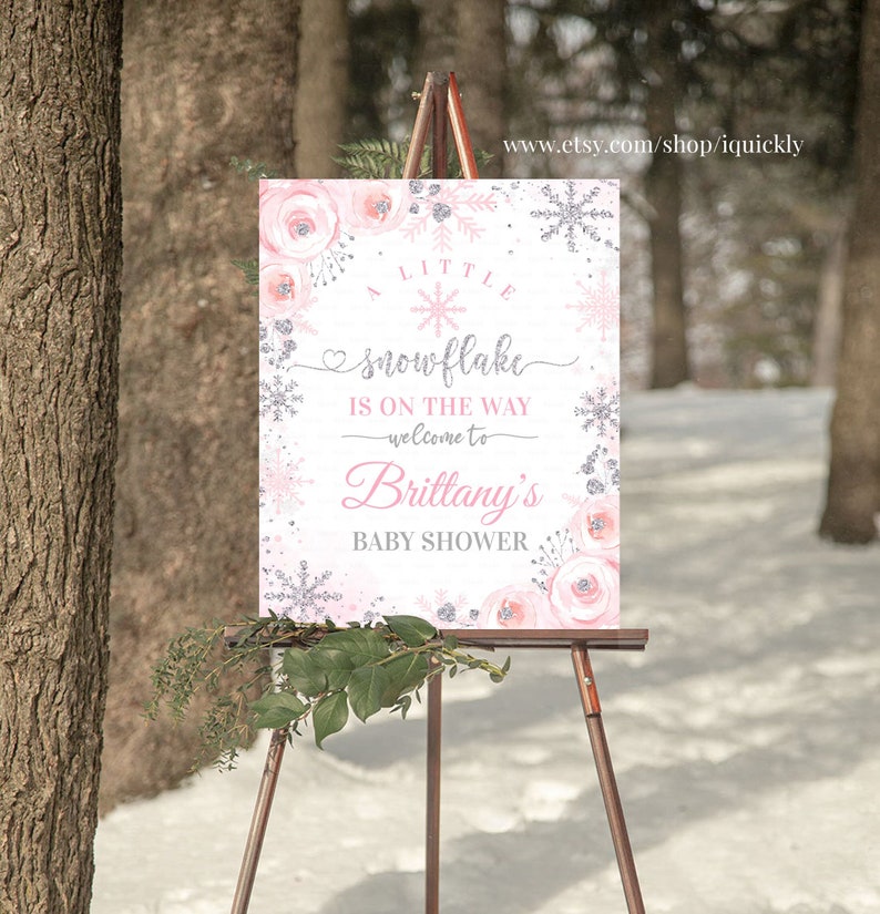 EDITABLE Snowflake Baby Shower Welcome Signa Little Snowflake - Etsy