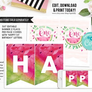 EDITABLE Watermelon Tags Buffet Label Tent Card Food Labels Place Cards ...