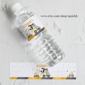 Editable Construction Water Bottle Stickers Personalized, Dump Truck ...