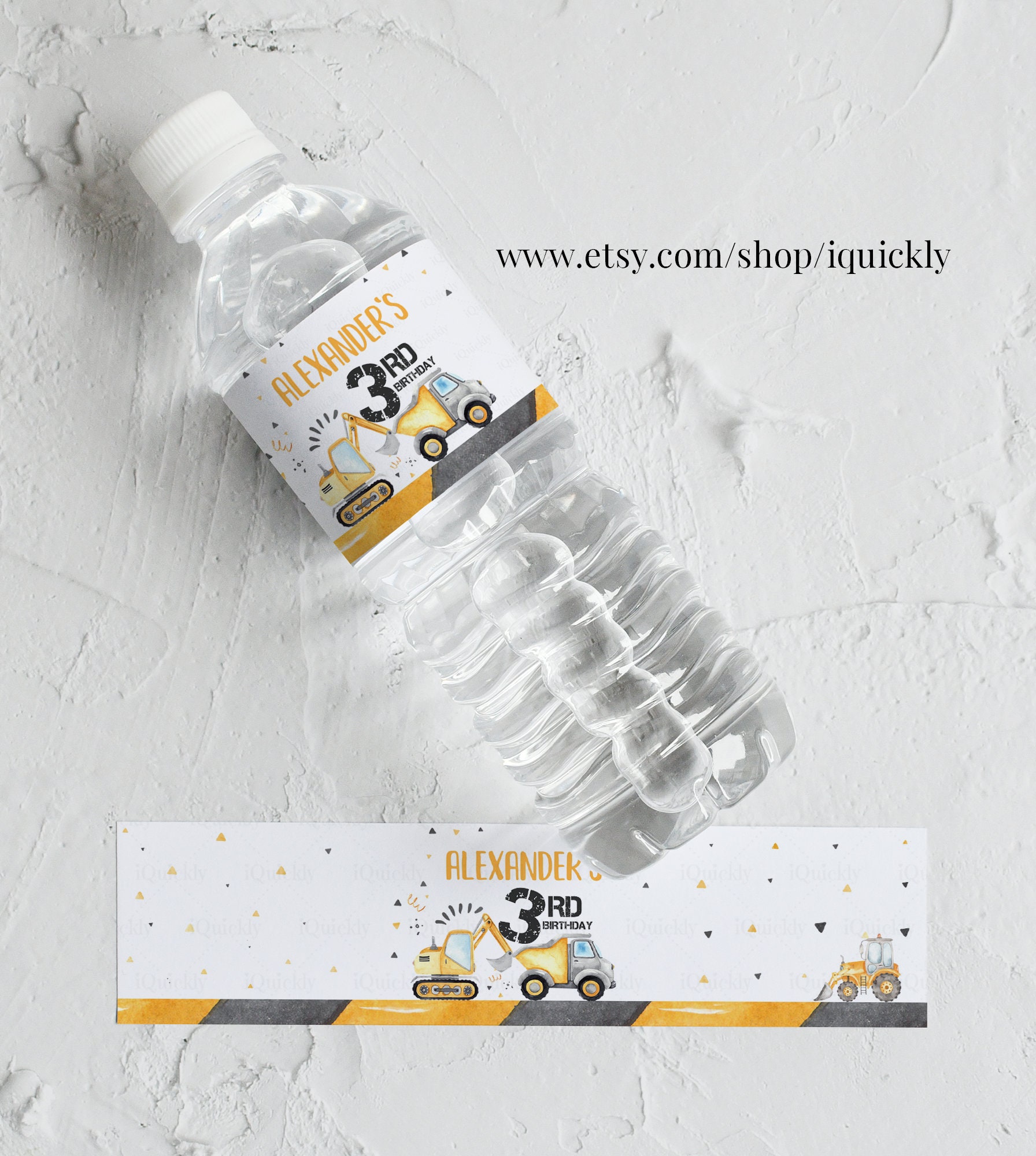 Editable Construction Water Bottle Stickers Personalized Dump - Etsy