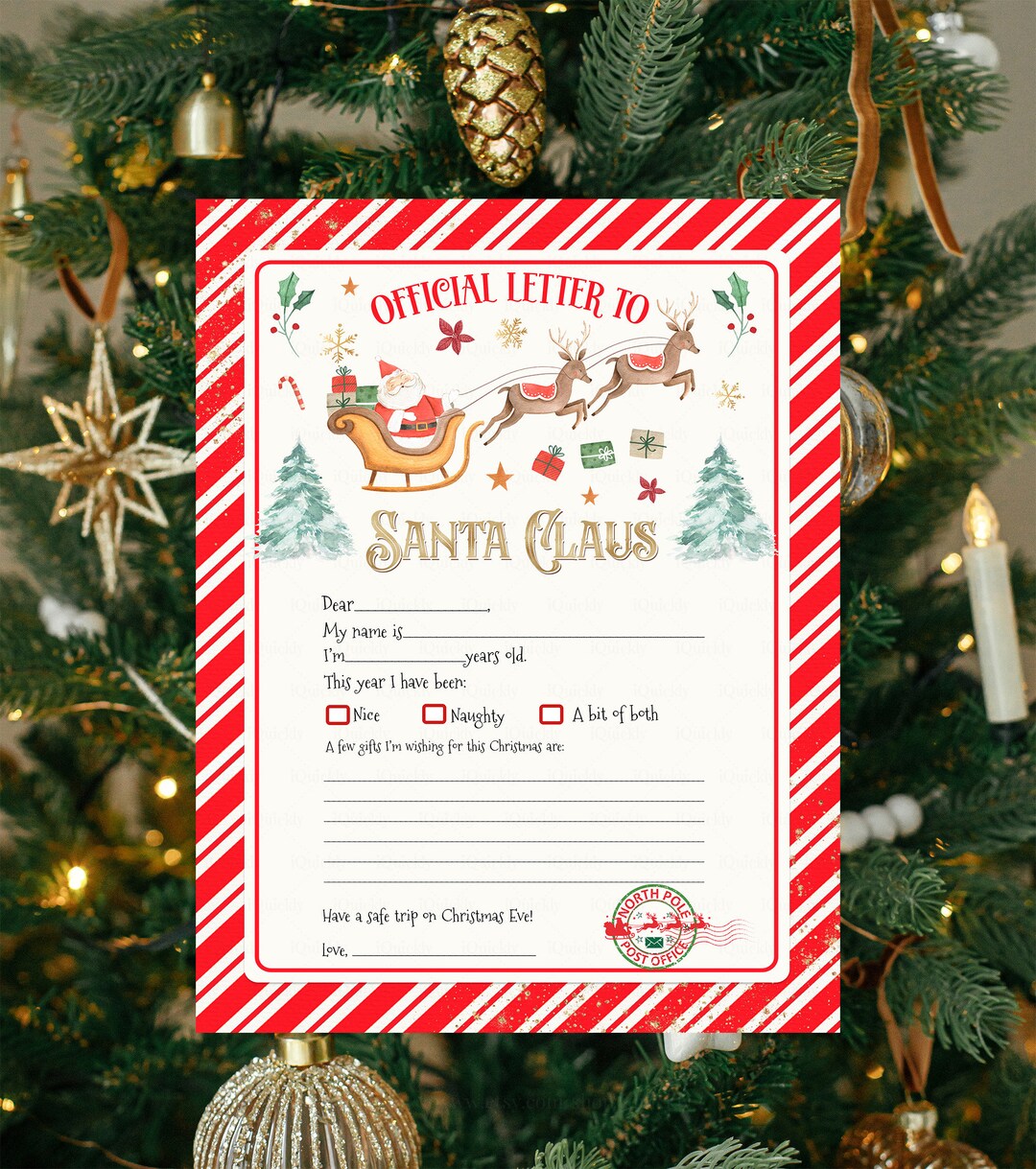 Letter to Santa Printable Santa Wish List Letters Christmas Letter Easy ...