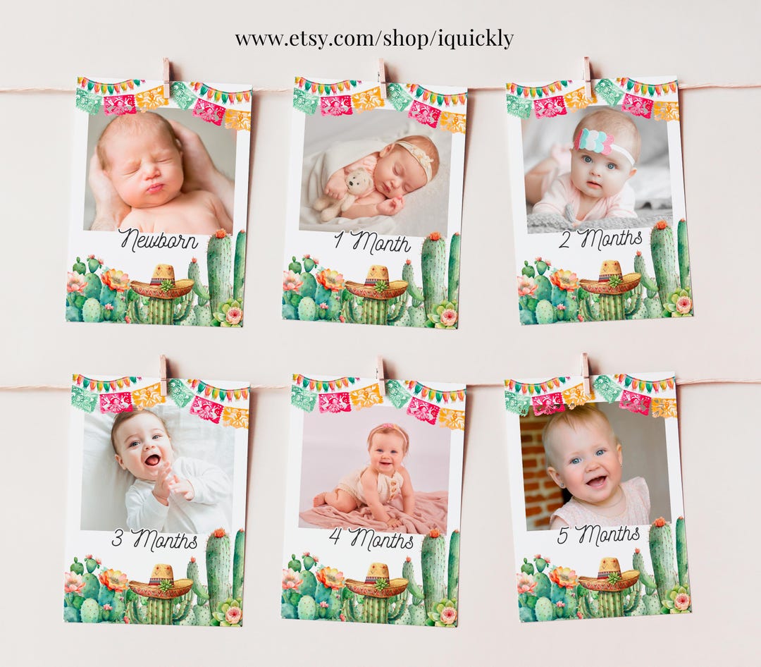 EDITABLE Fiesta Birthday Monthly Banner Three Esta Party Mexican Taco ...