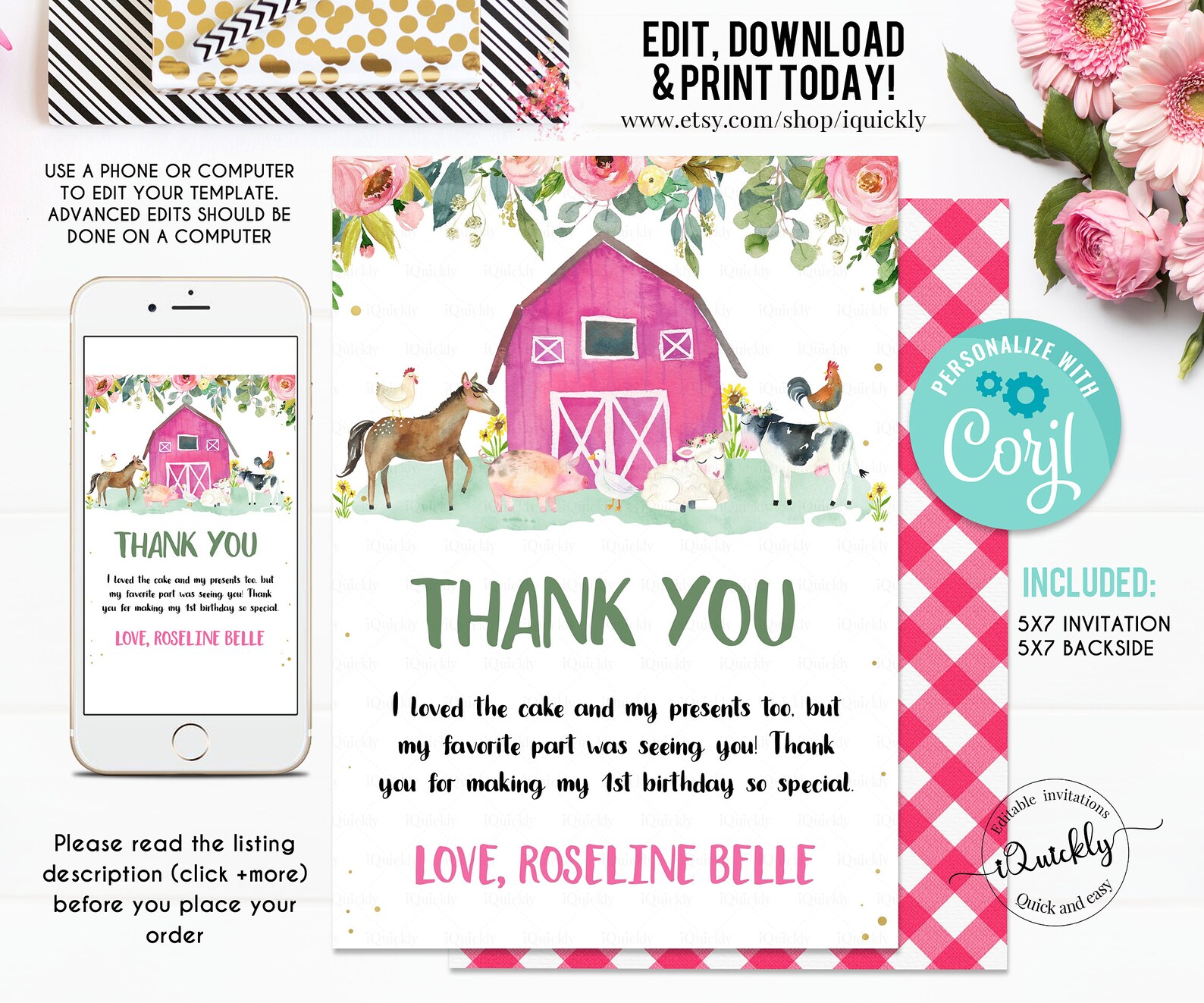 Editable Farm Party Decorations, Barnyard Party Package Birthday ...