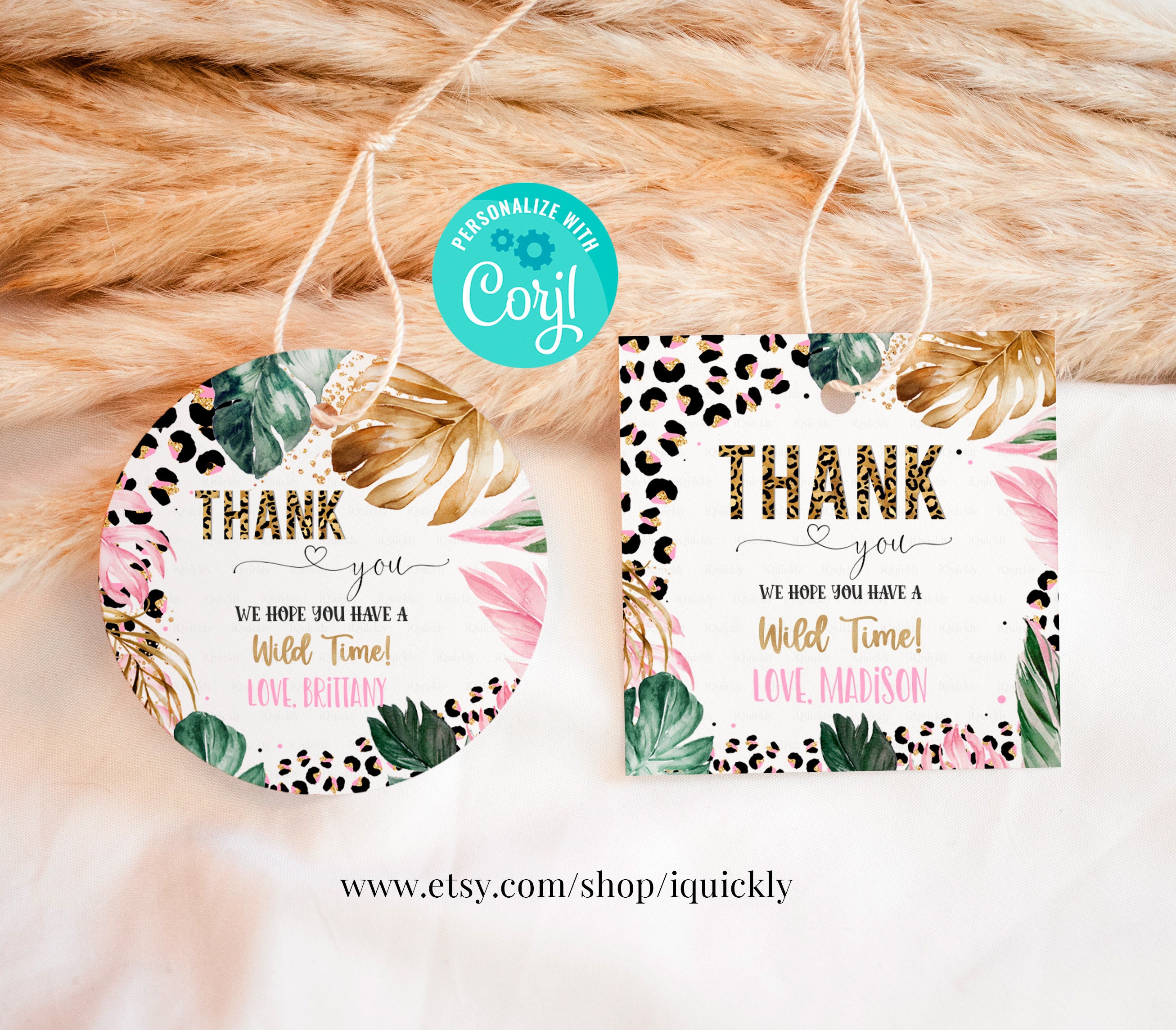 Editable Leopard Print Birthday Party Favor Tags Labels Jungle - Etsy