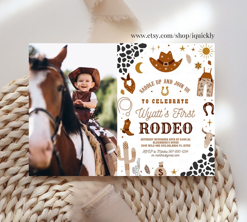 Editable My First Rodeo Invitation Cowboy Birthday Invite Wild - Etsy ...