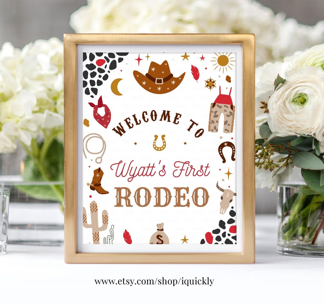 EDITABLE My First Rodeo Birthday Party Signs Cowboy Welcome Sign ...