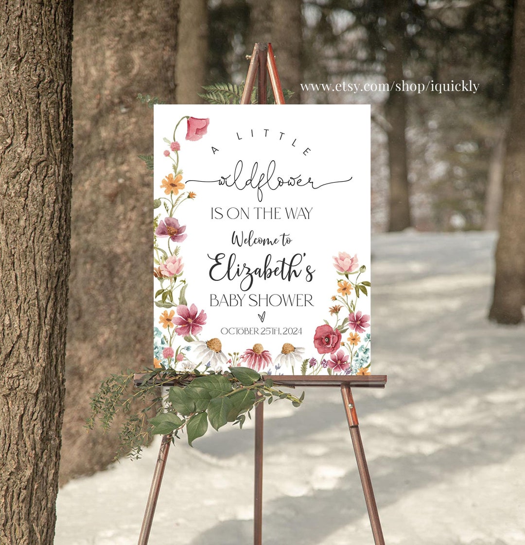 Wildflower Baby Shower Welcome Sign Editable Baby in Bloom Floral Party ...