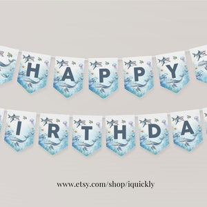 EDITABLE Under the Sea Banner Birthday Oneder the Sea Animals Ocean ...