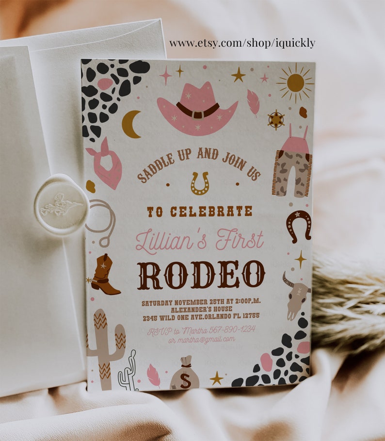 Editable My First Rodeo Invitation Cowgirl Birthday Invite - Etsy Australia