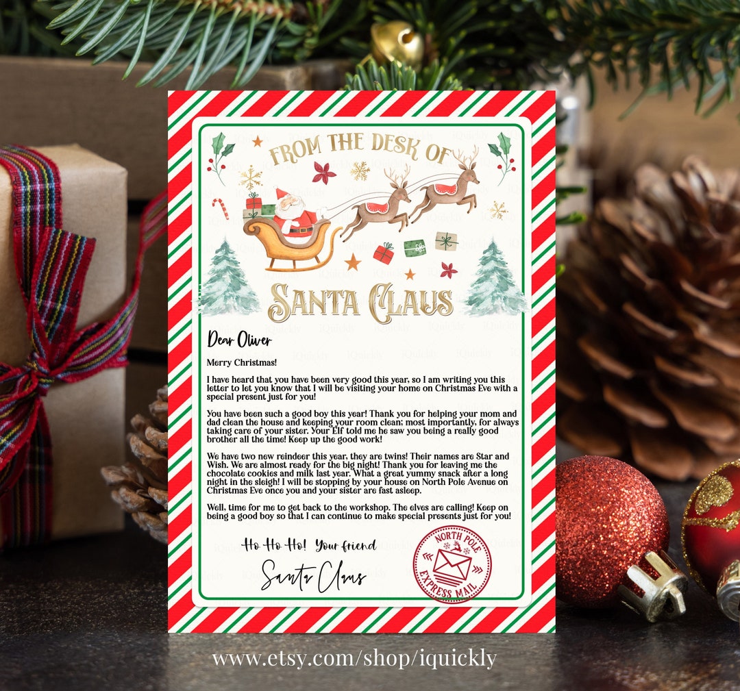 Editable Personalized Letter From Santa Claus From the Desk of Santa ...