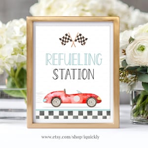 Fueling Station Party Sign Race Car 2nd Birthday Two Fast Table Sign ...