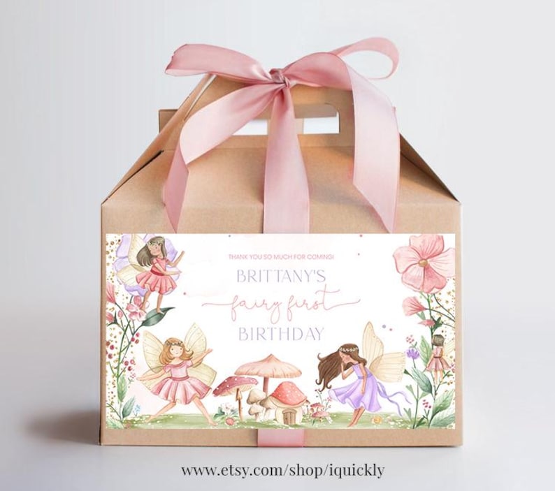 Editable Fairy Birthday Party Favor Box Label Printables Garden Floral ...