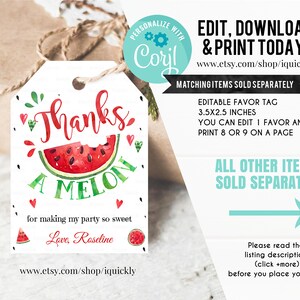 EDITABLE Watermelon Birthday Party Welcome Sign, Red One in a Melon ...
