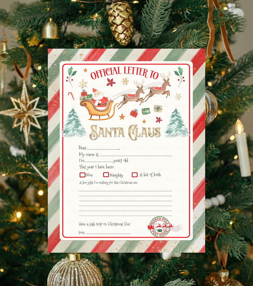 Letter to Santa Printable Santa Wish List Letters Christmas Letter Easy ...