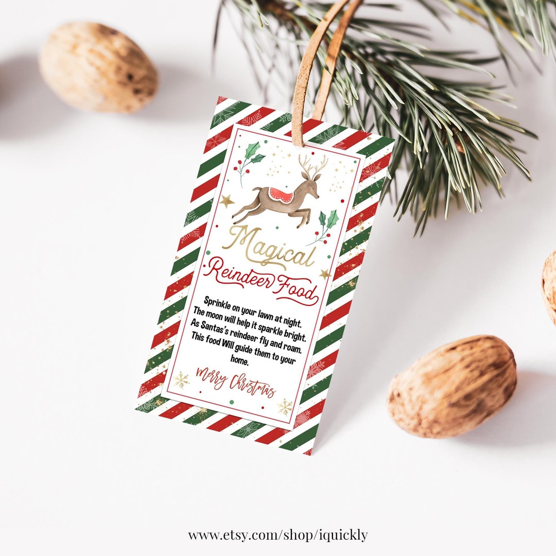 EDITABLE Magical Reindeer Food Tags Christmas Reindeer Food Label ...