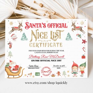 Editable Santa Claus Official Nice List Certificate Letter From Desk ...