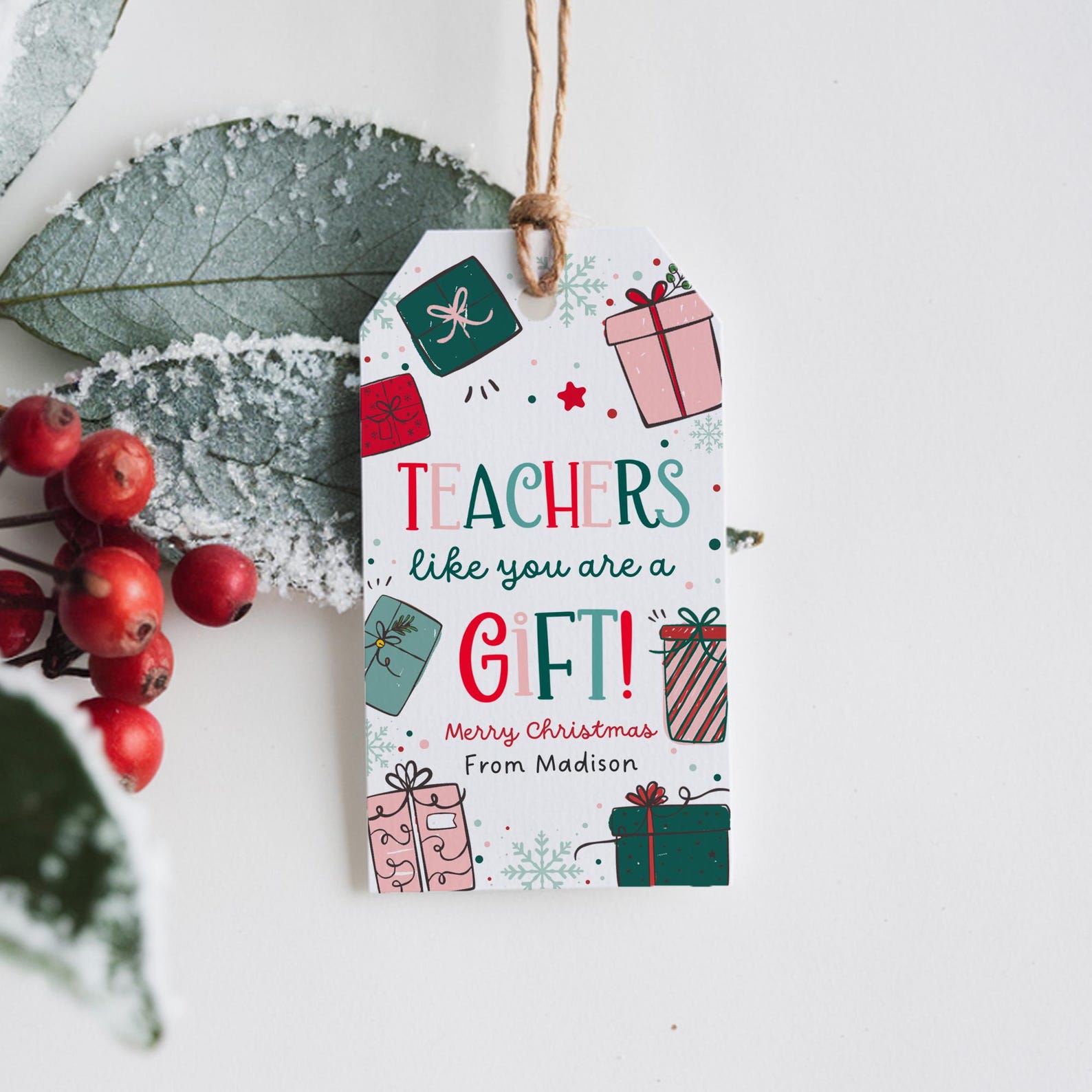 Teacher Christmas Gift Tag Printable Teacher Like You Are A Gift ...