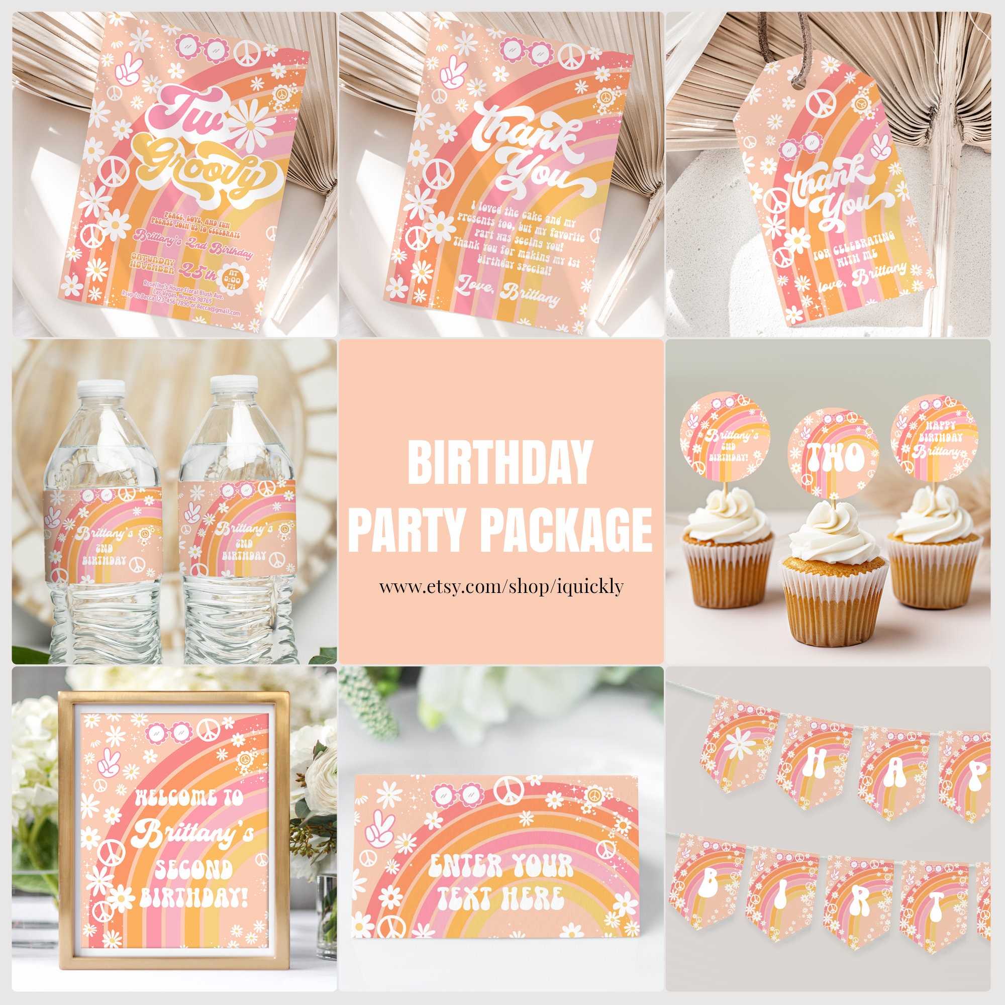 Editable Groovy Bag Label Template Daisy Party Labels Sized to Print on ...