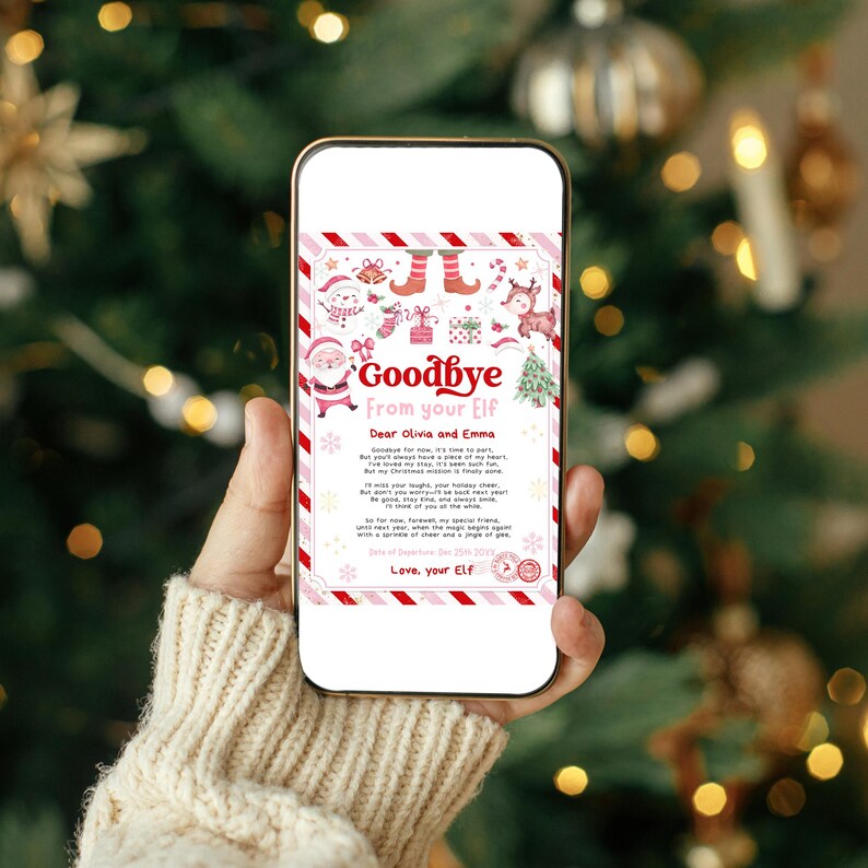 Elf Goodbye Letter, Pink Editable Elf Departure Letter, Christmas Elf ...