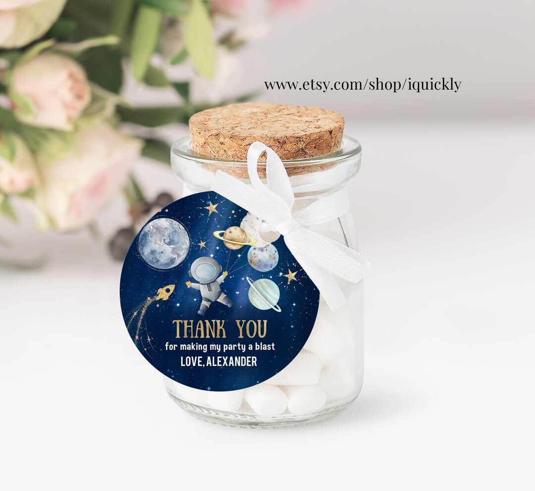 Editable Outer Space Favor Tags Space Birthday Thank You Label Galaxy ...