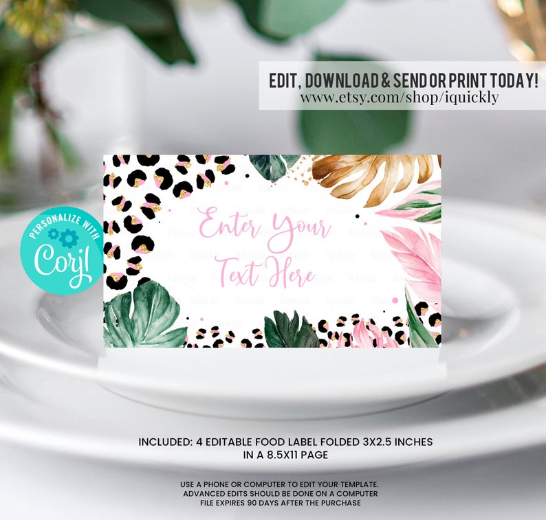 Editable Safari Leopard Print Food Labels Wild Child Jungle - Etsy