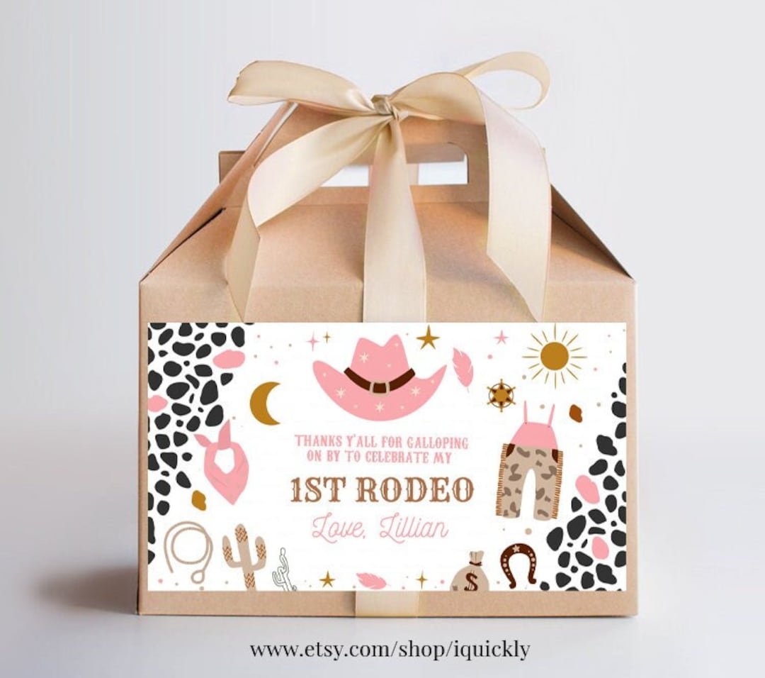 Editable My First Rodeo Birthday Party Favor Cowboy Box Label ...