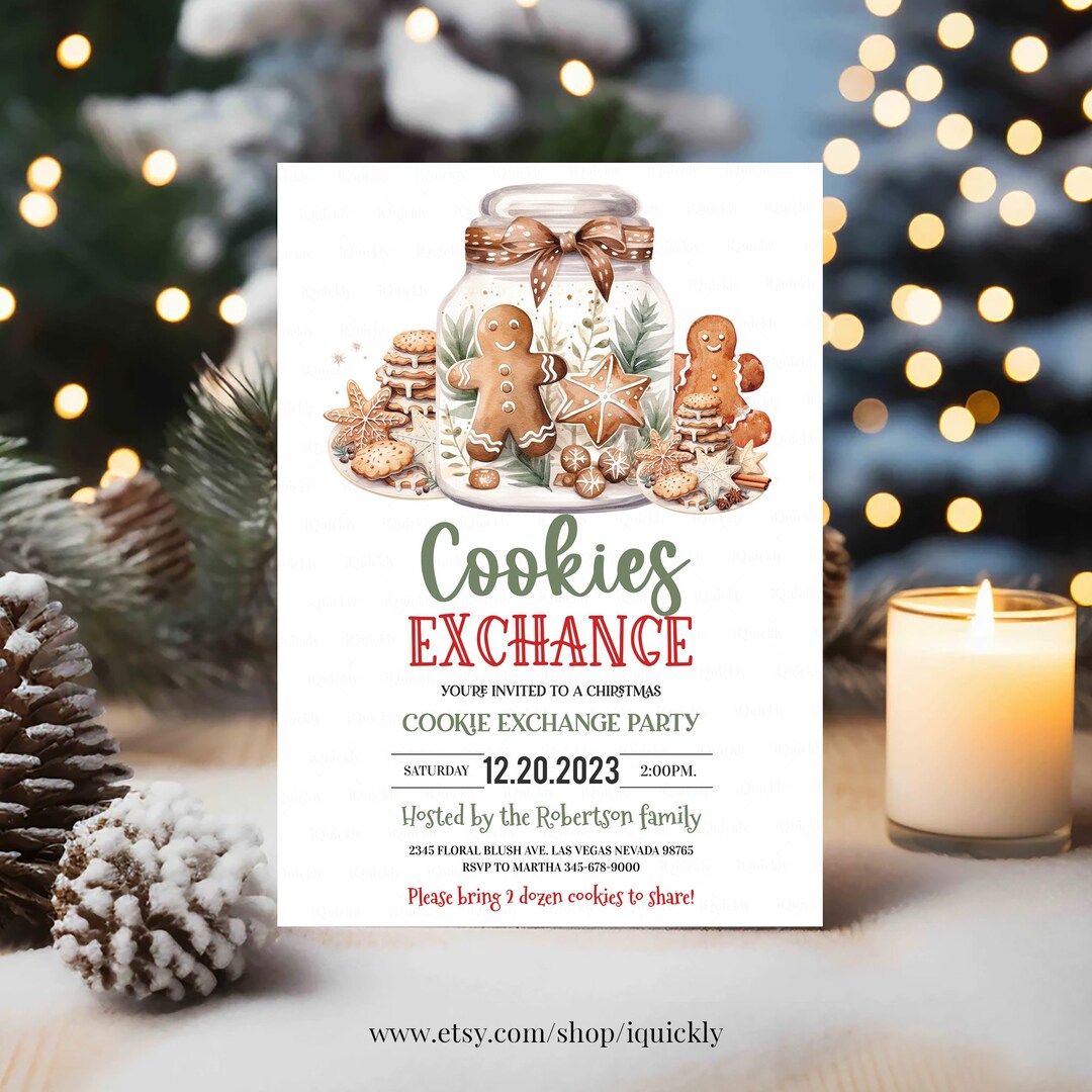 Editable Christmas Cookie Exchange Invitation Holiday Cookie Exchange ...