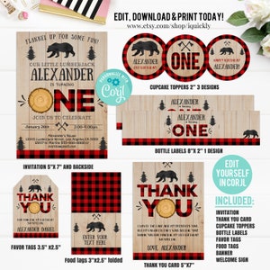 Editable Lumberjack Party Decorations Buffalo Plaid Party Package ...